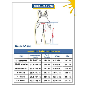 KIDSCOOL SPACE Baby & Toddler Adjustable Light Blue Washed Slim Jeans Overalls,Blue,2-3 Years