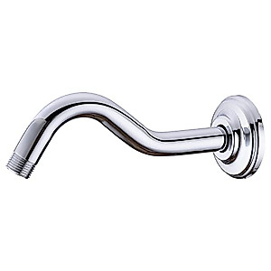 8 Inch S-Shape Curved Shower Arm with Flange Stainless Steel Shower Head Extension Replacement Pipe Arm,Wall Mounted,Chrome