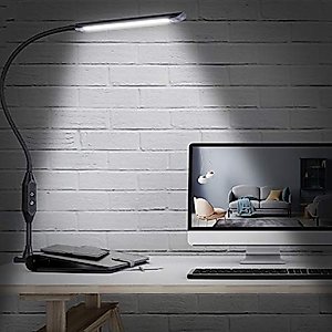 KEDSUM LED Desk Lamp with Clamp, Flexible Gooseneck Clamp Lamp with Touch & Remote Control, 10W Eye-Care Architect Desk Lamp for Office/Home, with 5 Color Modes, 5-Level Brightness & Memory Function