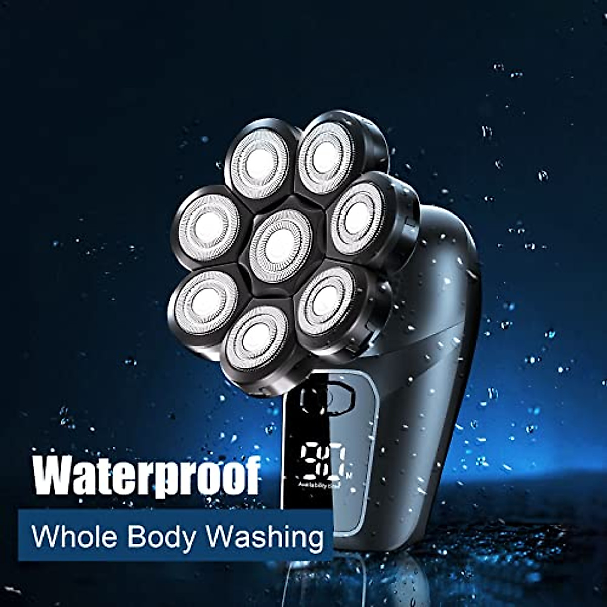 8D Floating Head Shavers for Bald Men,Waterproof Electric Razors for Wet&Dry Head,Face,Legs and Body Shaving,Portable Rechargeable Shaver Kit with Nose&Ear Hair Trimmer,90-Mins Use Time,LED Display.