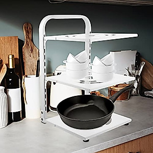 Alipis Multi-Layer Pot Rack White Standing Frame Carbon Steel Cupboard