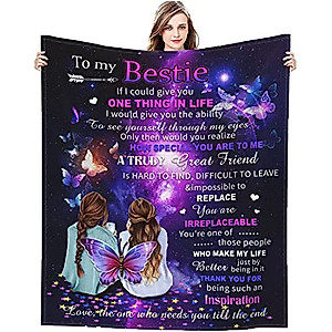 to My Bestie Gift Blanket Super Soft Fleece Throw Blankets for Women, Girls, BFF, Sisters, Friendship, Friend Gifts for Birthday Christmas Microfiber Cozy Throws for Home Bed Sofa 60"x 50"