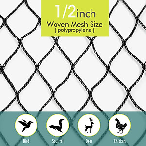 Bird Netting for Garden, Fetanten 13 x 40 FT Heavy Duty Garden Netting Mesh Pest Barrier with Ties and Staples for Vegetable, Fruit Trees, Blueberry Protection Against Birds, Deer, Poultry