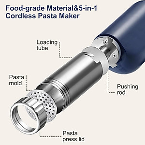 Upgrade Automatic Pasta Maker, Noodle Maker, Automatic Noodle Ejector, 5-in-1 Portable Cordless Noodle Press Maker Machine, Handheld Electric Pasta Maker Machine with Dough Cutter(Green)