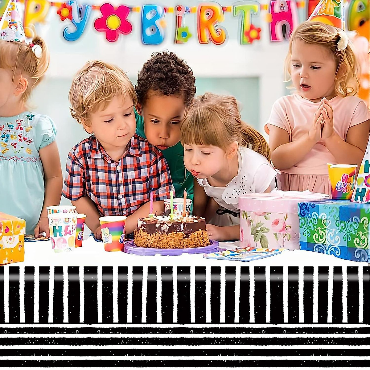 Fuyhiuous 2Packs Beetlejuice Tablecloth Disposable Tablecover for Beetlejuice Birthday Party Supplies and Decorations for Kid Boy Baby Shower Rectangle Tables 70"X42"