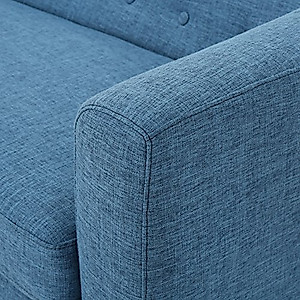 GDFStudio Christopher Knight Home Bridie Mid-Century Modern Loveseat, Muted Blue Fabric