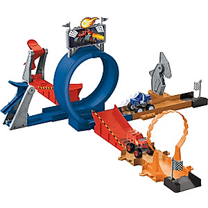 Fisher-Price Nickelodeon Blaze and The Monster Machines Monster Dome Racetrack playset with Stunt Track and Character Trucks for Preschool Kids