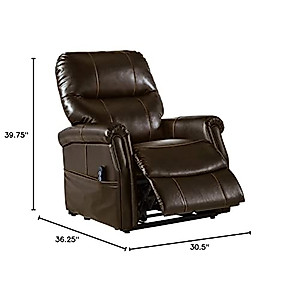 Signature Design by Ashley Markridge Faux Leather Modern Electric Power Lift Recliner for Elderly, Brown