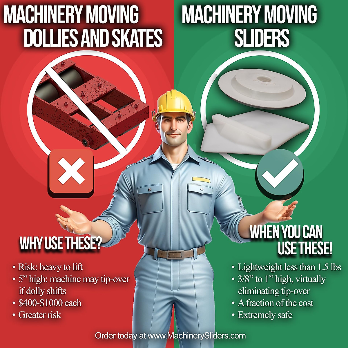 8-ct Machinery Sliders, 10-ton Cap Ea, Compare to Heavy Equipment Machine Moving Dolly, Skates, (4-Multirectional + 4 Single Direction Set)
