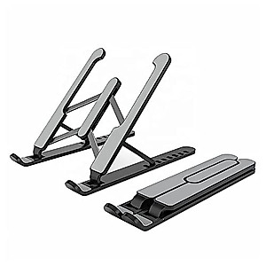 Harita Foldable Laptop Stand, Laptop Holder Riser Computer Stand, Adjustable Height Portable Notebook Stand, Compatible with 10-15.6” Laptops and Tablets (Black)