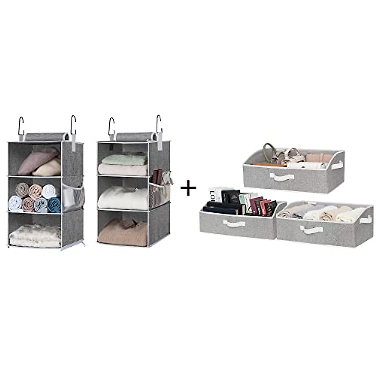 StorageWorks 6-Shelf Hanging Closet Organizers, 3-Pack Large Closet Organizers with Handles