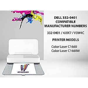 AZ Supplies Compatible Toner Cartidge Replacement for Dell 332-0401 4J0X7 V3W4C Compatible with Color Laser C1660 Color Laser C1660W Magenta 3 Pack