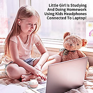 Togetface Bluetooth Kids Earbuds, Pink Wireless Earbuds for Girls and School Classroom Earpods Small Ears Headphone Earphones Airpods in-Ear Headset