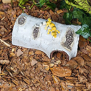 Reptile Hide Caves Simulation Tree Hideout Snake Hide Leopard Gecko Terrarium Plastic Plant Leaves Ornament Habitat Shelter Decor for Lizard Hermit Crab Spider Frog Amphibians Medium Size