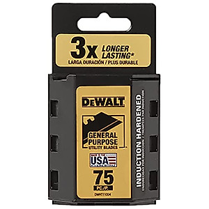 DEWALT Utility Blades, Heavy Duty, 75-Pack (DWHT11004L)