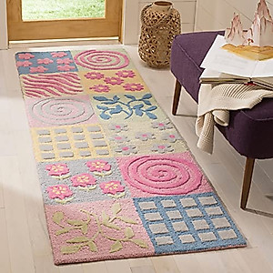 SAFAVIEH Kids Collection 3' x 5' Pink/Multi SFK356A Handmade Floral Wool Area Rug