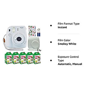 Fujifilm Instax Mini 9 Smokey White Instant Camera + 50 Film + Case + Mini Album