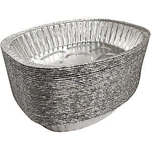 Nicole Fantini Disposable Oval Roasting Pan - Durable Turkey Roaster Pans Extra Large, Heavy-Duty Aluminum Foil, Deep, Oval Shape for Chicken, Meat, Brisket, Roasting, Baking, Recyclable: 10 Pans