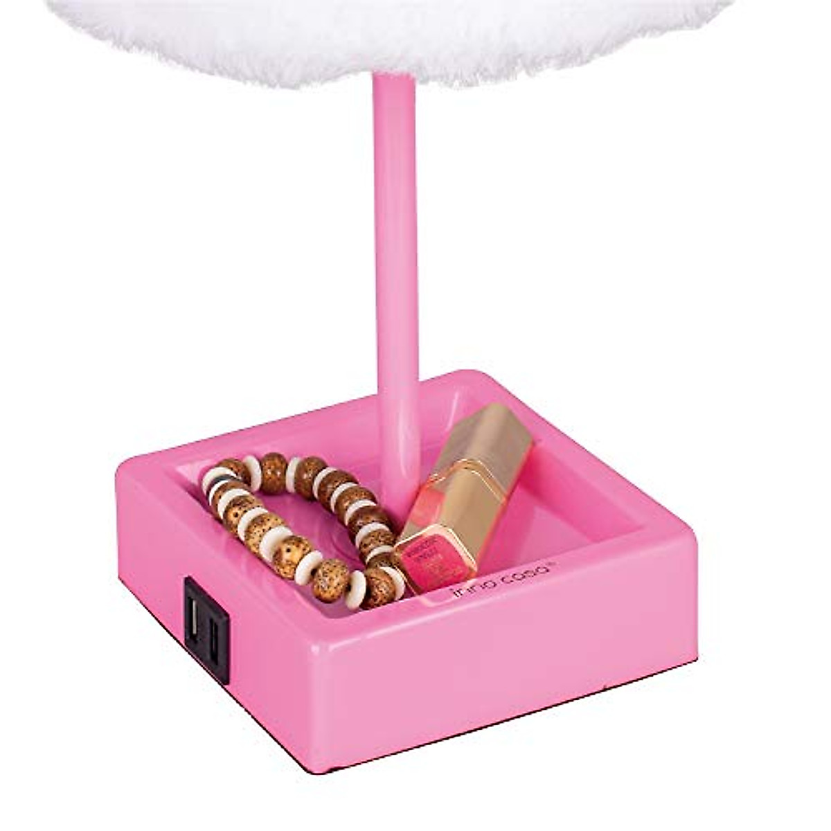 inno casa Table Lamp Cute Unicorn Plush Shade Desk Lights for Gifts with 2 USB Charging Ports and 1 Power Outlet for Bedroom Reading & Living Room