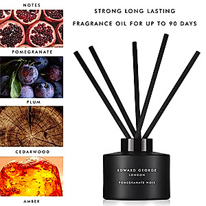 Edward George Reed Diffusers for Home Pomegranate Noir Fragrance Oil Reed Diffuser Set with 10 Oil Diffuser Sticks, 5.6 fl oz
