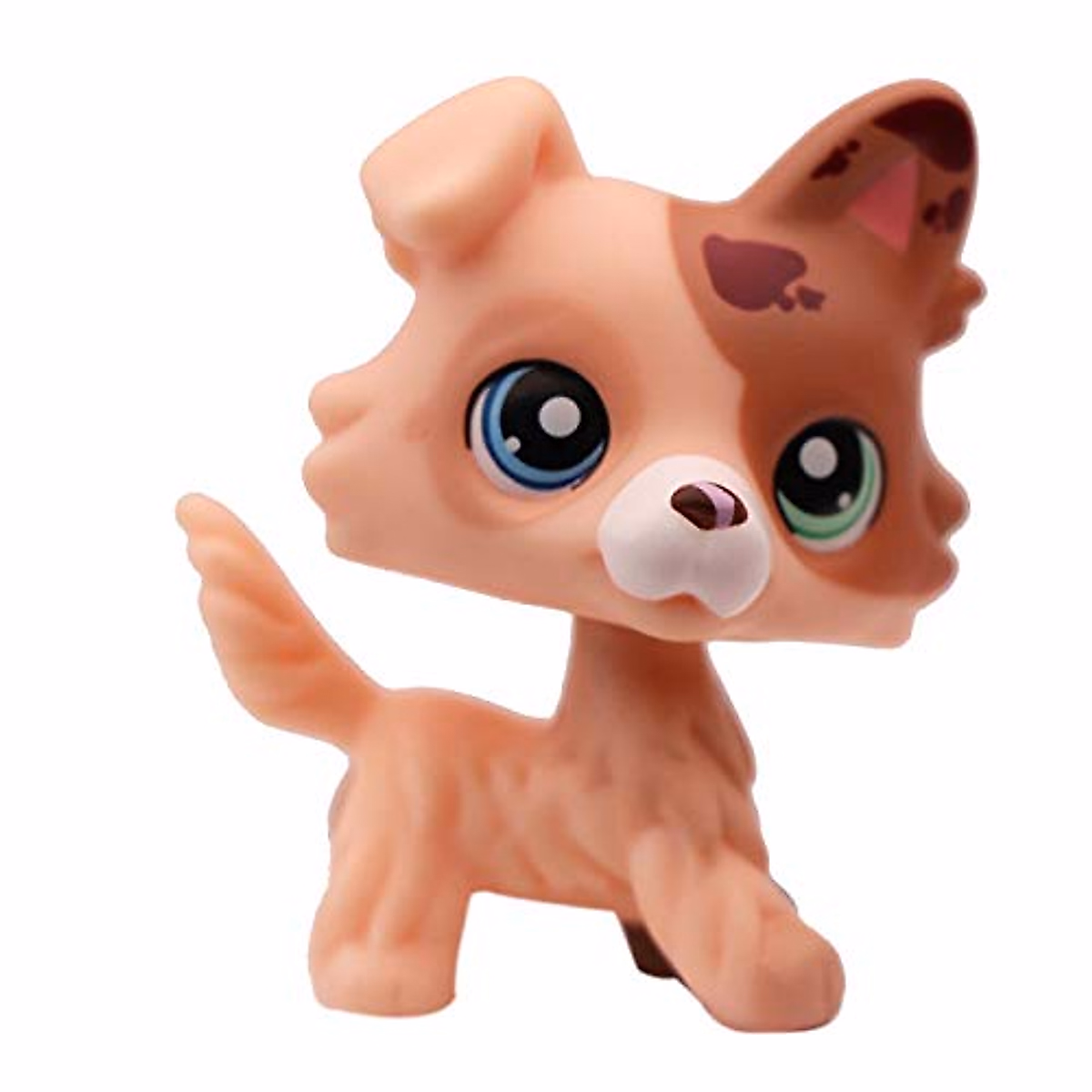 lpsloverqa Butter Collie Yellow and Brown 2 Different Eyes Erect Ears Custom Made OOAK Pets with Accessories Lot Dog Figures Collection Boys Girls Kids Gift Set (Butter Yellow)