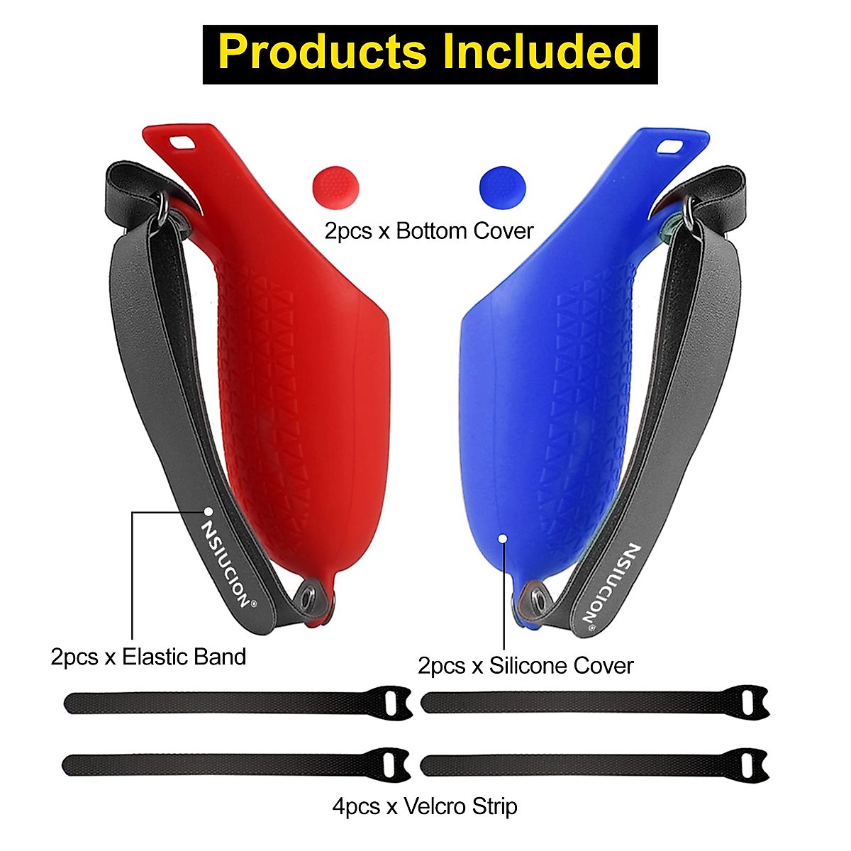 Nsiucion Touch Controller Grip Cover for Oculus Quest 2 VR Game Controller, Anti-Throw Handle Protective Sleeve with Adjustable Wrist Knuckle Strap Quest 2 Accessories (Red & Blue)