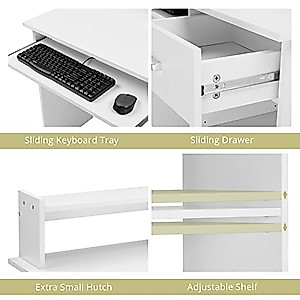 Karl home Computer Desk Study Writing Desk, Wooden Home Office Workstation PC Laptop Table with Drawer Shelf Keyboard Tray, White