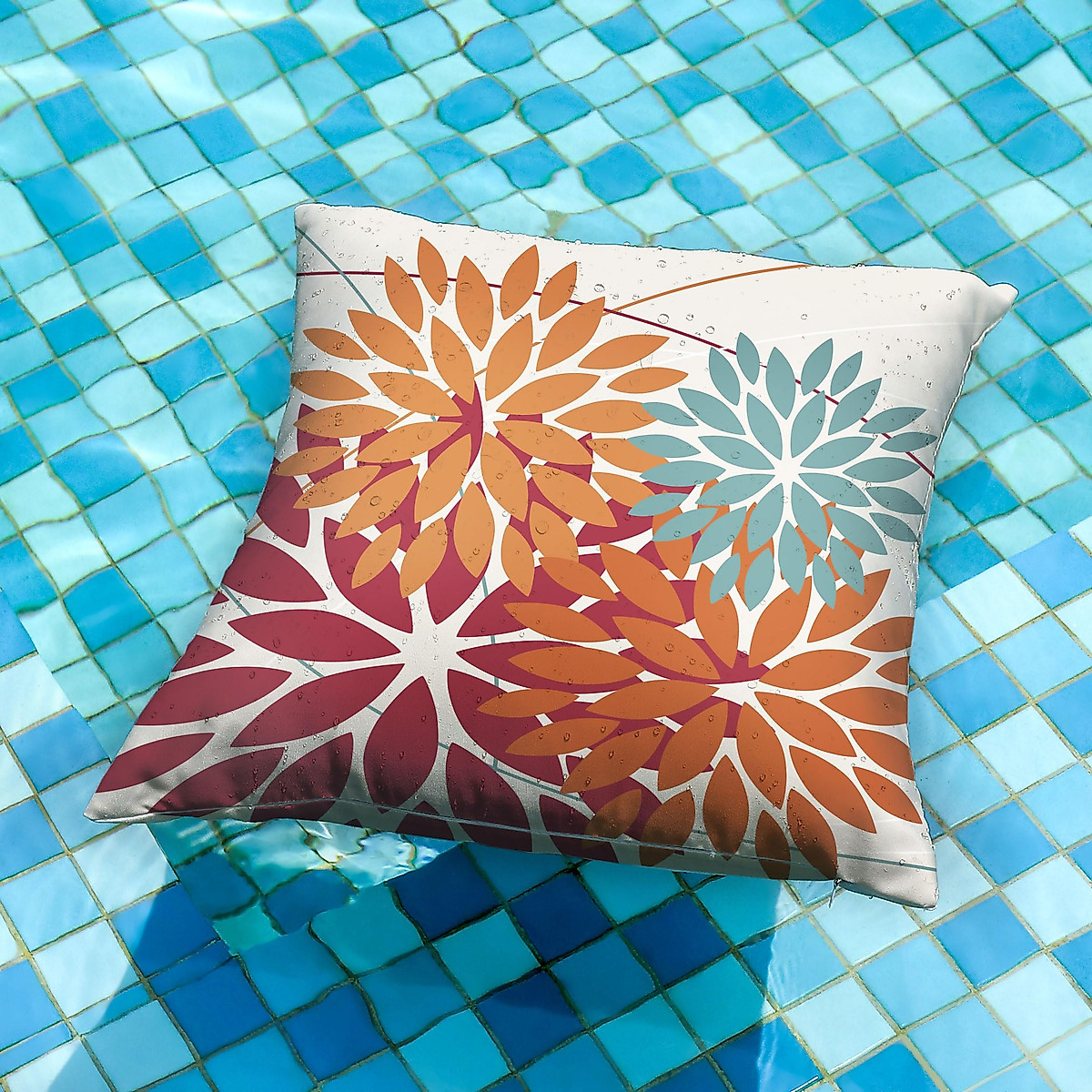 DFXSZ Outdoor Throw Pillow Covers 18x18 Inch Set of 2 Waterproof Spring Summer Geometric Elegant Burnt Orange Outdoor Pillow Covers for Patio Funiture Garden Couch 168D18