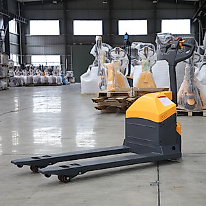 T Tory Carrier Full Electric Pallet Jack Truck 4400lbs Capacity 48" x27" Fork Size Powered Pallet Trucks, Built-Out Charger Suitable for Narrow Space, Indoor Handling & Lifting