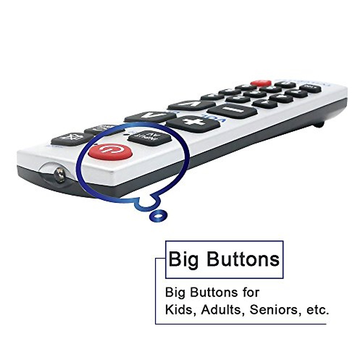 LuckyStar Big Button Universal Remote Control A-TV2, Initial Setting for Lg, Vizio, Sharp, Zenith, Panasonic, Philips, RCA - Put Battery to Work, No Program Needed