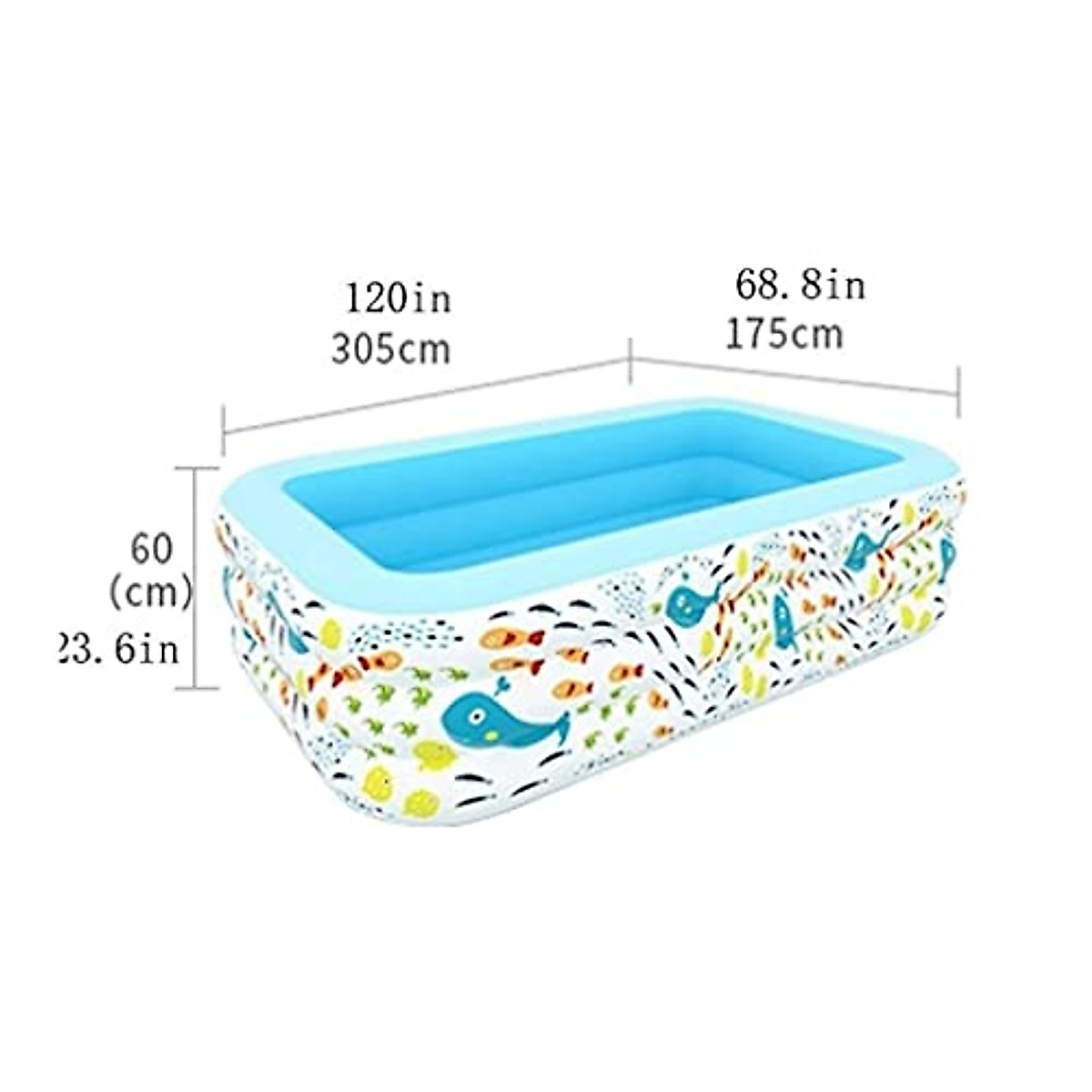 Inflatable Pool Family Pool Inflatable Swimming Pool Rectangular Blow Up Pool for Adults, 305 X 175 X 60 Cm Paddling Pool for Garden Summer Water Party (Size : 305cm*175cm*60cm)