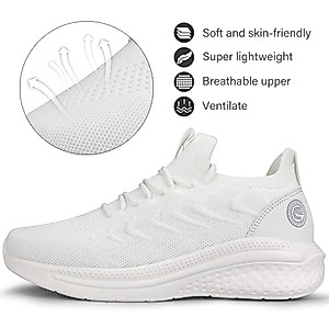 Pujcs Womens Slip On Walking Shoes Breathable Trail Running Shoes Lightweight Casual Sneakers Mesh Gym Shoes Non Slip Workout Shoes White Size 10.5