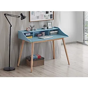 Roundhill Furniture Roskilde Storage Wood Office Desk, Blue