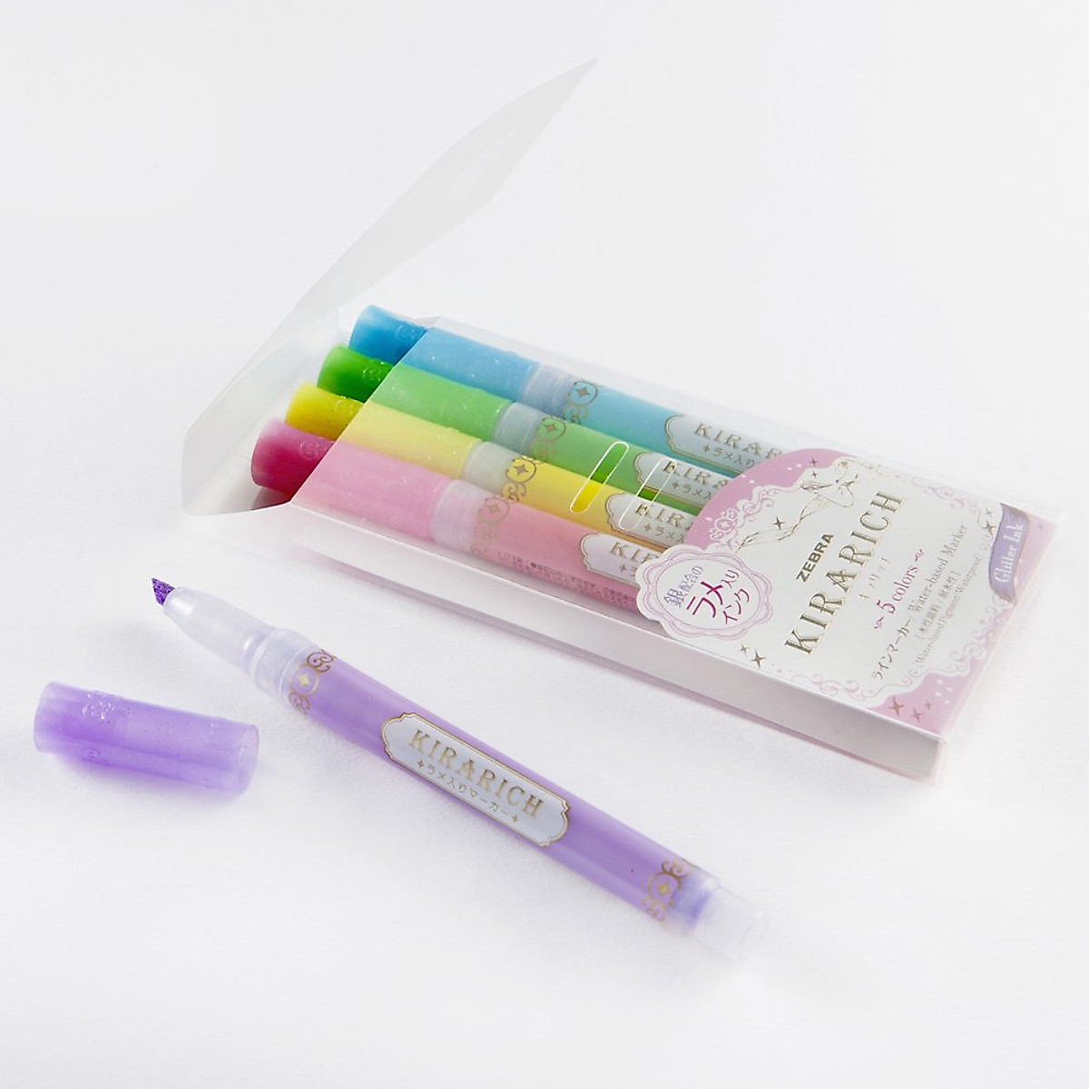 ZEBRA Glitter Highlighter, Kirarich, 5 Color Set (4901681512102)