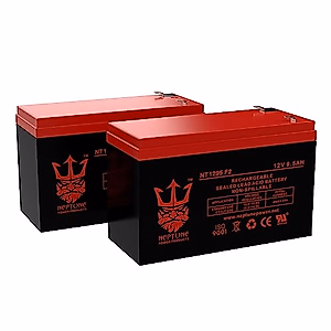 12V 9.5Ah SLA Replacement Battery for 12V 7Ah, 8Ah, 9Ah with F2 connectors + Longer battery run-time - 2 Pack