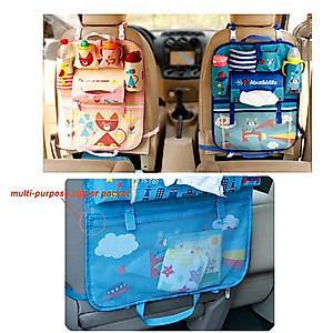 Car Backseat Organizer Kick Mats - Auto Seat Back Protector Kids Toy Storage Rabbit