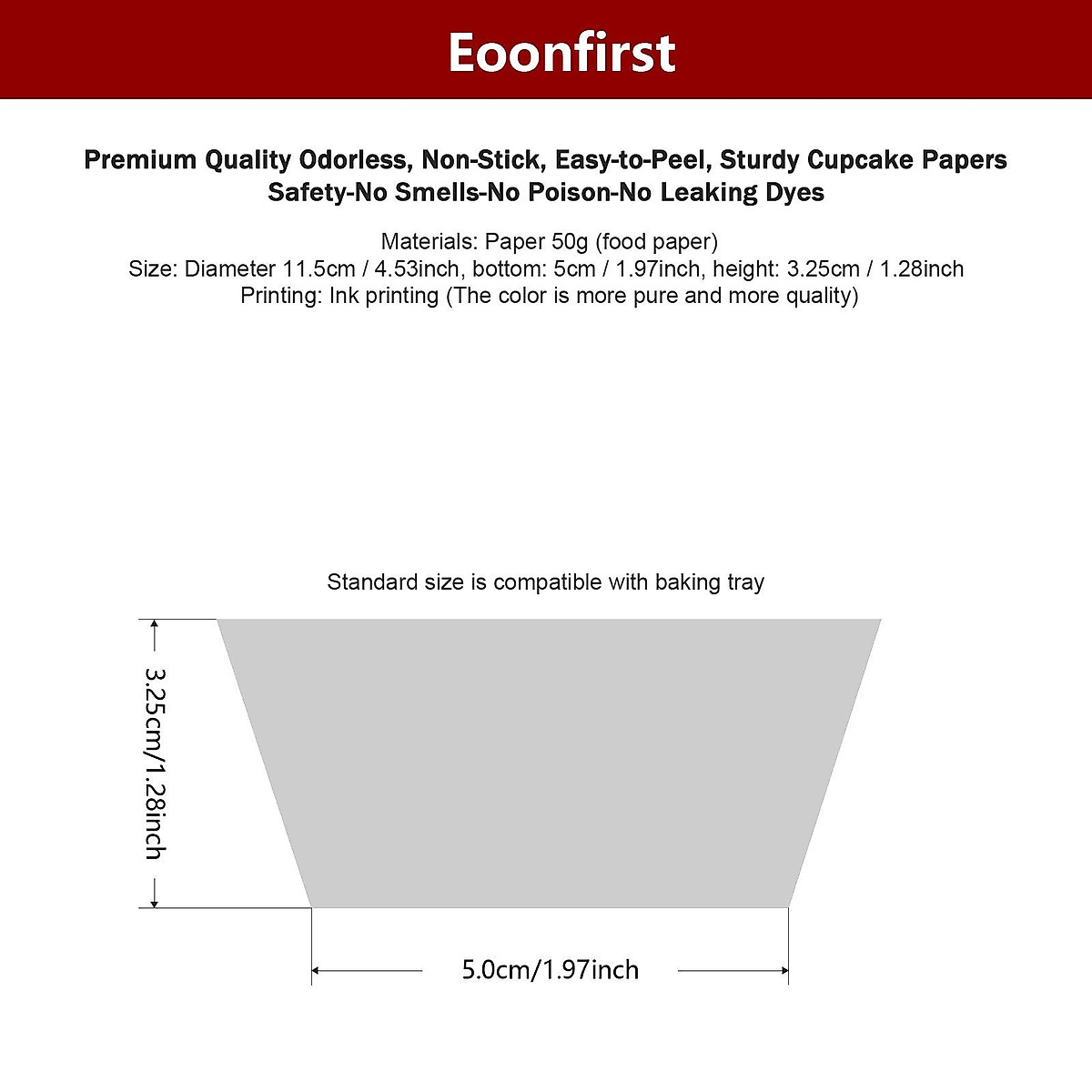 Eoonfirst Standard Size Cupcake Liners Halloween Party Baking Cups 100 Pcs (Black)