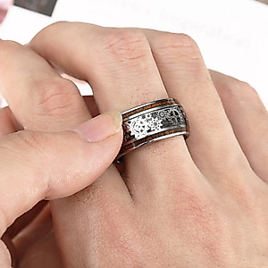 TUNGSTORY 10mm Hawaiian Koa Wood Engagement Band Steampunk Gear Wheel Tungsten Carbide Promise Ring for Him Size 12