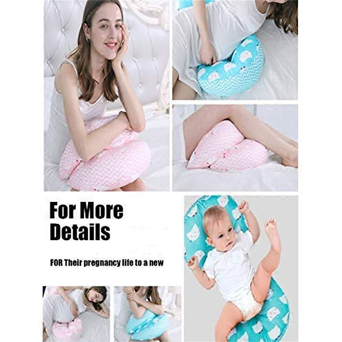 WEILORI U-Shaped Pregnancy Pillow for Pregnant Women ,Support for Back, Hips, Legs, Belly for Maternity Women,Maternity Pillow with Removable Cotton Cover,8 Patterns Option
