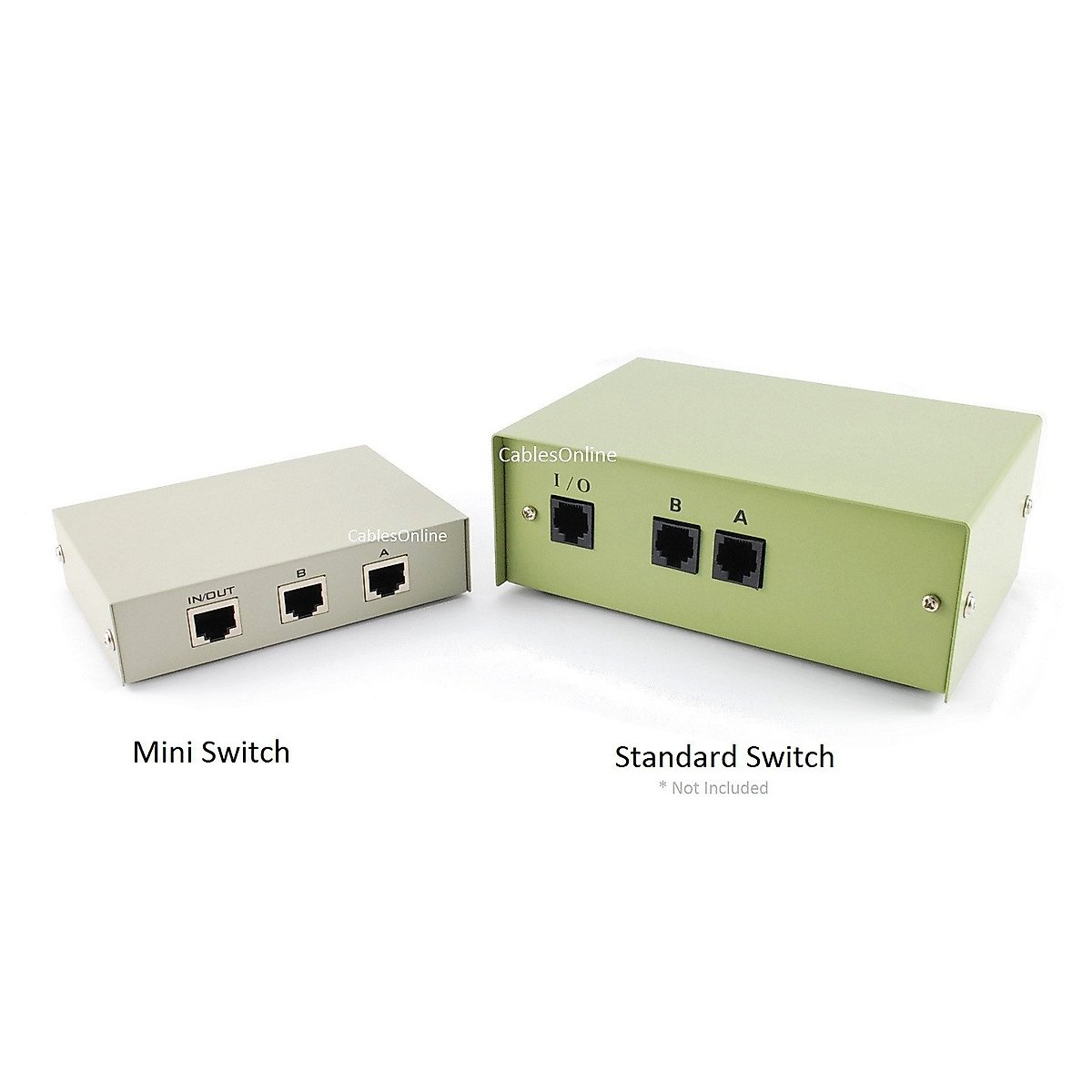 CablesOnline Compact 2-Way RJ45 Ethernet Network Push Button Metal Mini Switch Box (SB-034P)