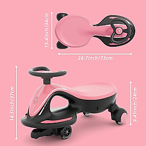 Glaf Electric Wiggle Car Ride On Toys for Kids 3+ Years Old Electric Vehicles for Toddler Boys Girls with Rechargable Battery Powered Pedal Anti-Rollover Wheels with Lights (Pink)