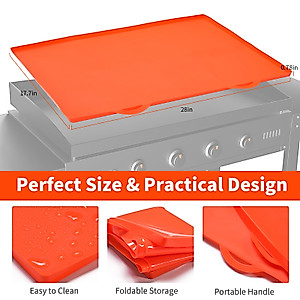 28" Silicone Griddle Mat for Blackstone, Heavy-Duty Food Grade Blackstone Griddle Cover, Silicone Protective Mat Cover for Dirt Rust Insect, Blackstone Griddle Accessories