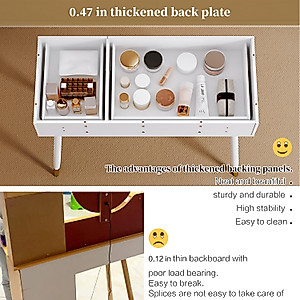 Milky White,Make Vanity Set with Touch Screen Dimming Mirror, 3 Color Lighting Modes, Dressing Table with 3 Sliding Drawers, Modern Bedroom Makeup Table and Cushioned Stool Set for Women Girls