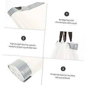 60Pcs drawstring garbage bag white trash bin compost garbage bin mini trash bags small garbage bags plastic trash bag 4 gallon trash bag Household Trash Bags Strong Garbage Bags