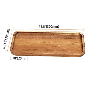 SEUNMUK 6 Pack 12 x 5 x 0.78 Inch Wooden Serving Platters, Rectangle Natural Solid Acacia Wood Serving Tray and Platter, Wooden Plates Wooden Platters for Serving Food, Cheese, Bread, Vegetable