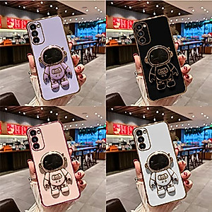 AIGOMARA 6D Plating Astronaut Hidden Stand Case Cover for Samsung Galaxy S23 Plus 5G Women Astronaut Folding Bracket Kickstand iPhone Case with Camera Protector Soft TPU Shockproof Bumper - Purple
