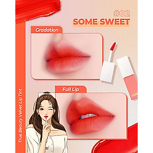 AMTS Webtoon True Beauty - 02 Some Sweet | Coral Lip Tint Stain | High Pigment Liquid Shine Non-Sticky Long-Wearing Long-Lasting | Korean Webtoon True Beauty Cute Coral Makeup