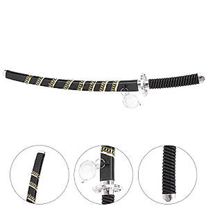 Amosfun Sword Katana Slayer Samurai-1 Pc Plastic Lightweight Japanese Samurai Toy Sword Childrens Toy Props Black Samurai Sword for Halloween Dress Up (Small Size)
