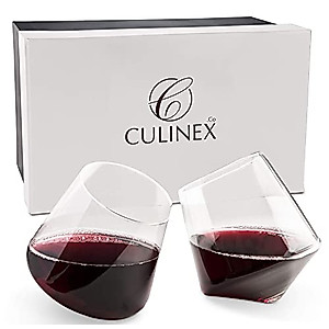 Stemless Wine Glasses Set of 2 Aerating wine glasses Elegant Wine Glasses Stemless large wine glass CulinexCo.com Red Wine Glass Tumbler stemless wine glass set cup wine cups non drip no spill glass
