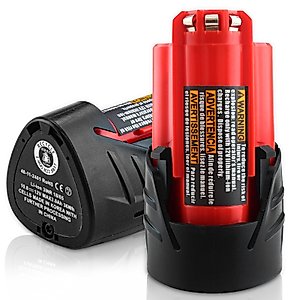 Fhybat 2 Packs 3.0Ah 12 Volt 48-11-2420 Battery Replacment for Milwaukee 12V Battery Lithium 48-11-2401 48-11-2402 48-11-2420 48-11-2440 48-11-2460(Red)